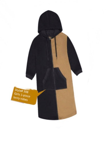 Fit Rite Girls Zipper Terry Robe With Hood